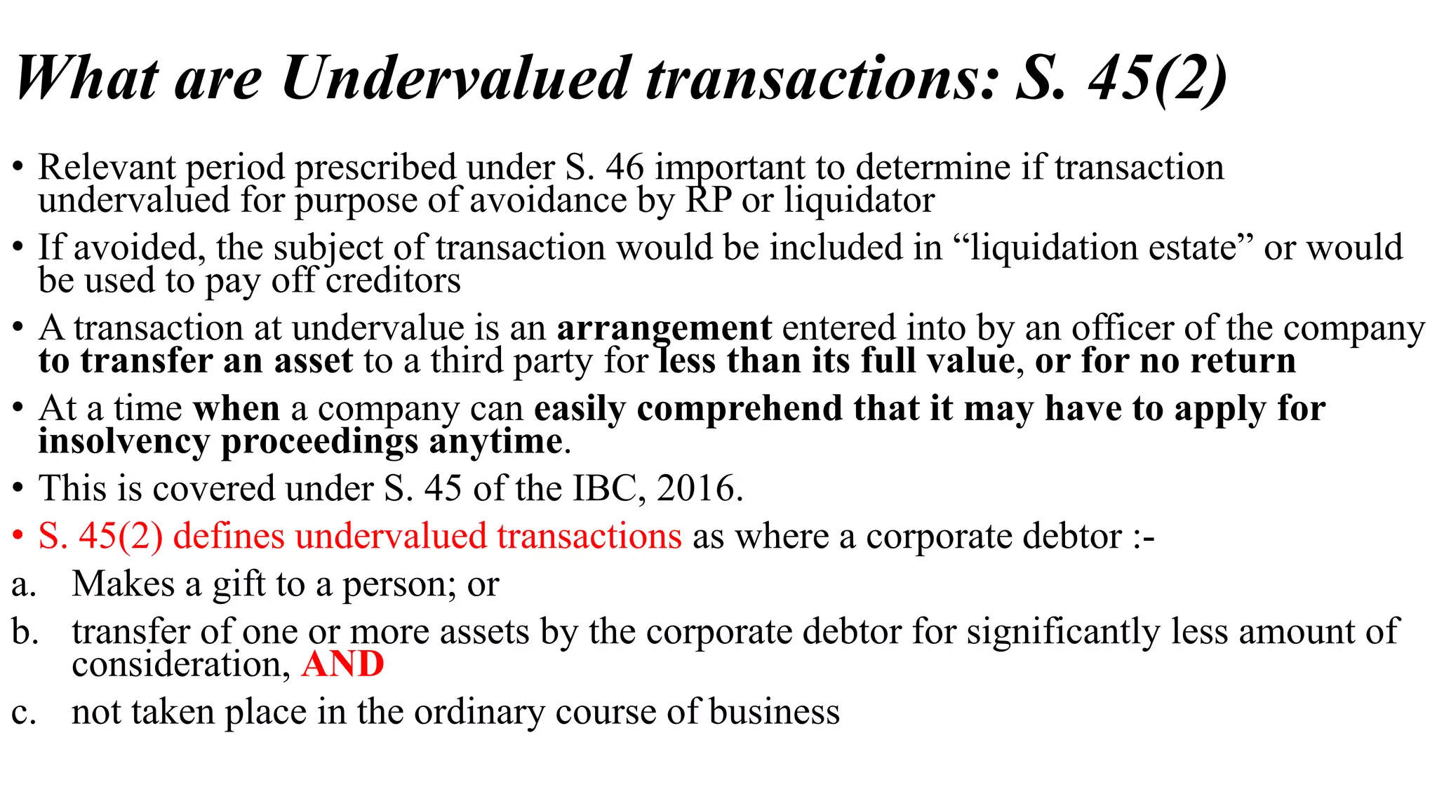 Undervalued transactions presentation | PPT
