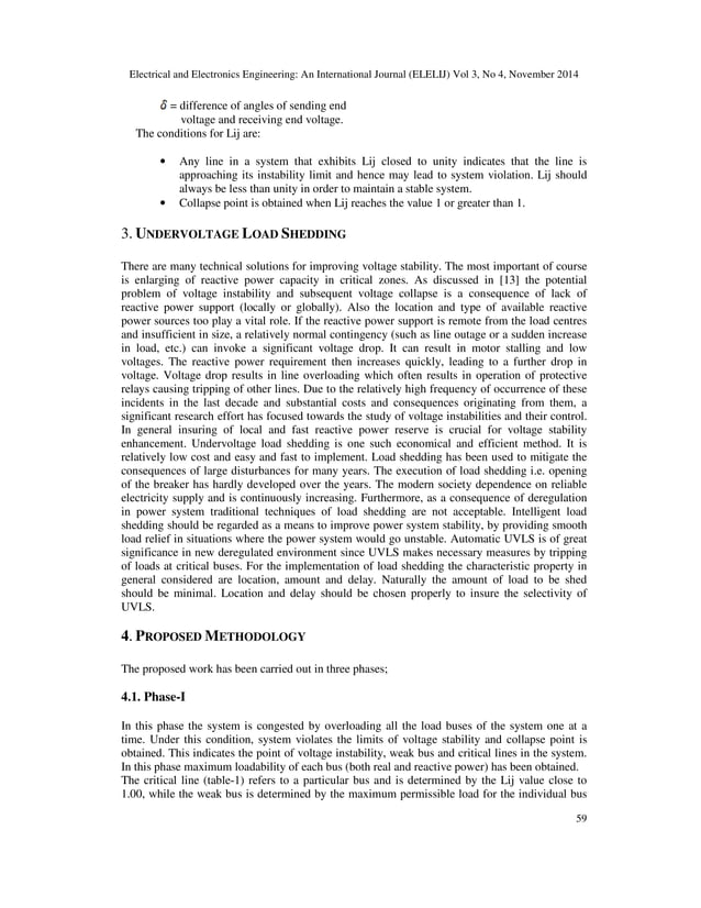 Under voltage load shedding for contingency analysis to optimize power loss and voltage ...