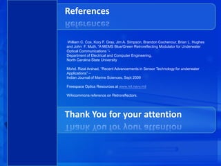 Underwater Blue Green retroflecting mems modulator for opticomm | PPT