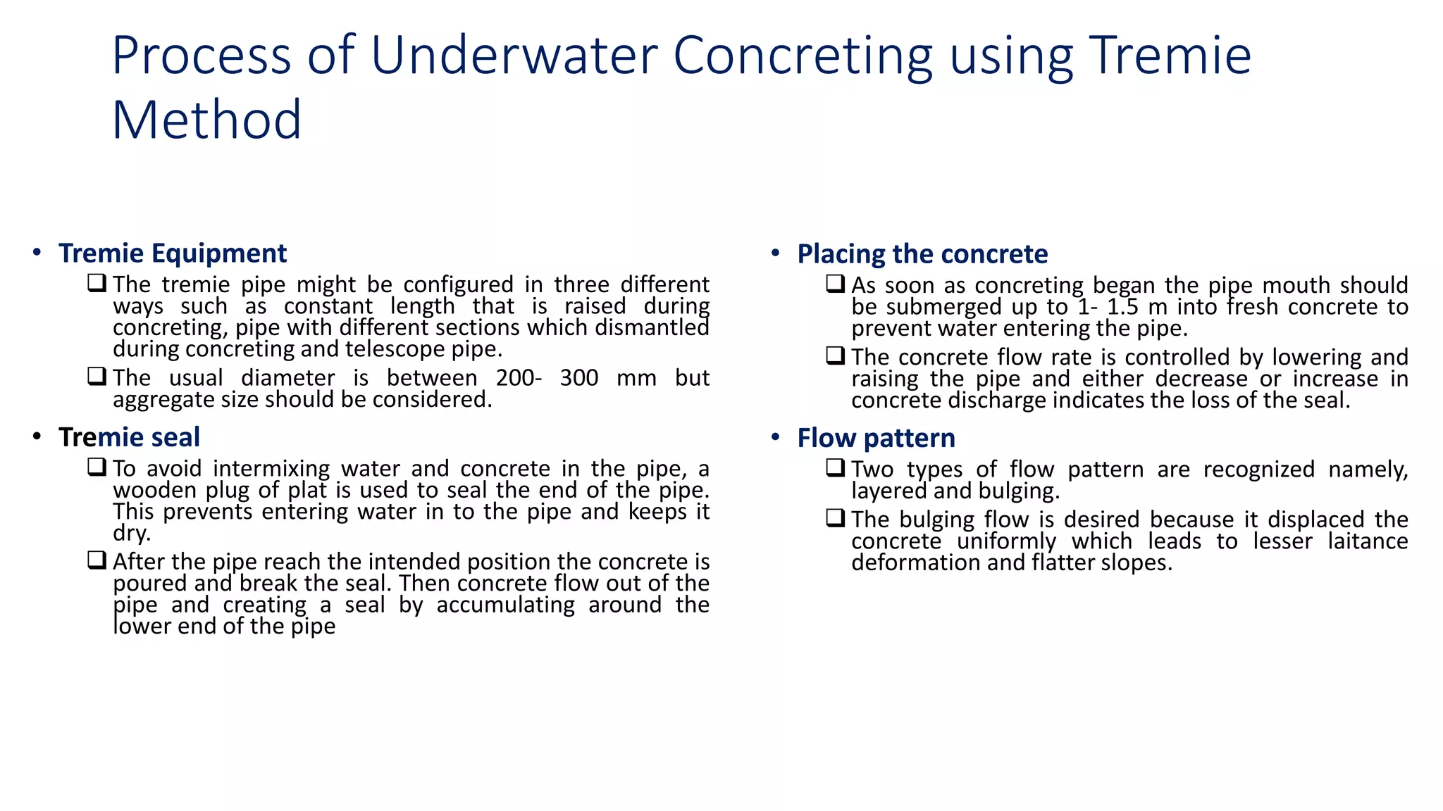 UNDERWATER CONCRETING TECHNIQUES | PPTX