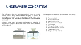 UNDERWATER CONCRETING TECHNIQUES | PPTX