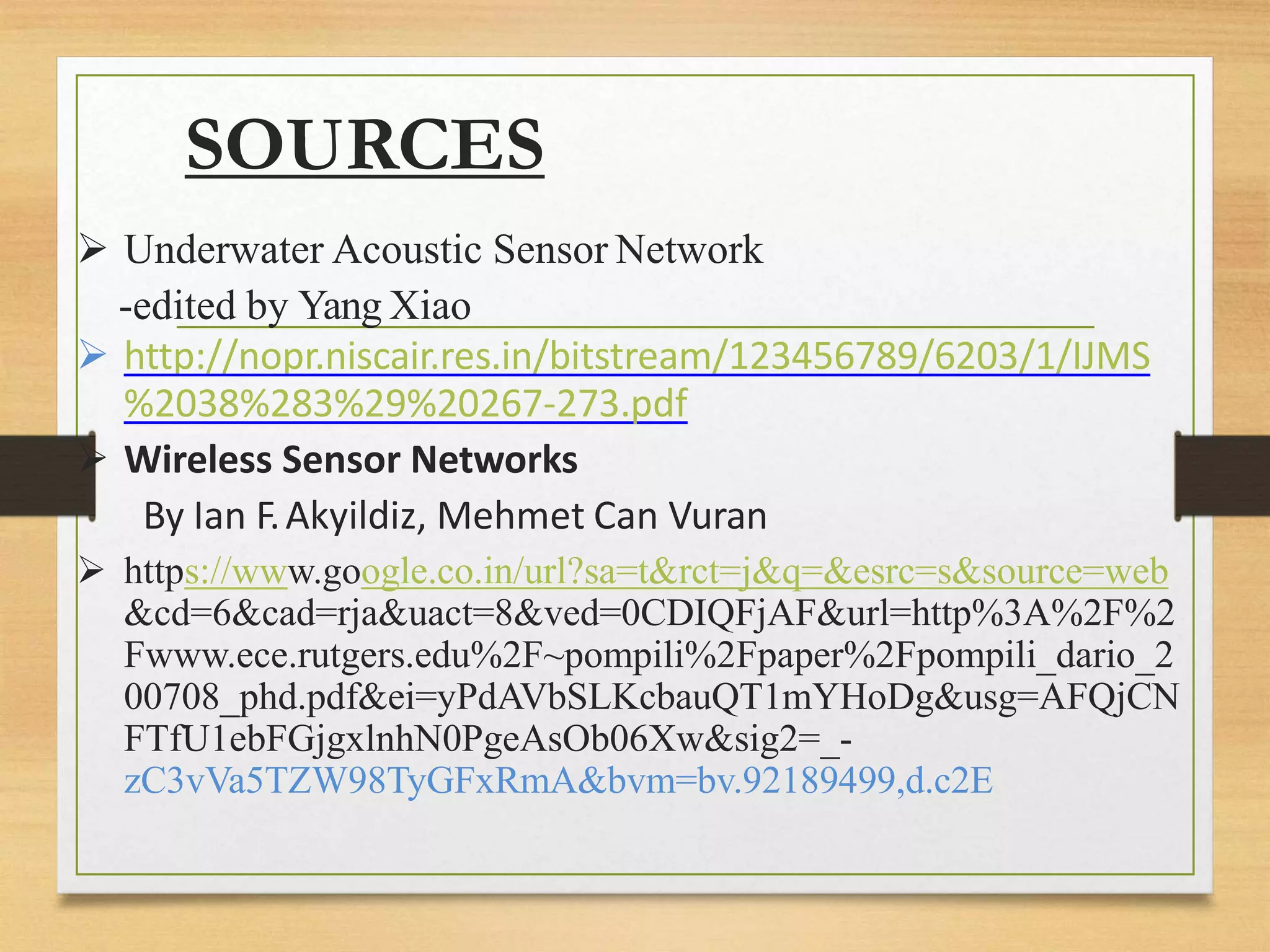 Underwater Sensor wireless Network | PPTX