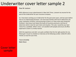 Underwriter cover letter | PPTX