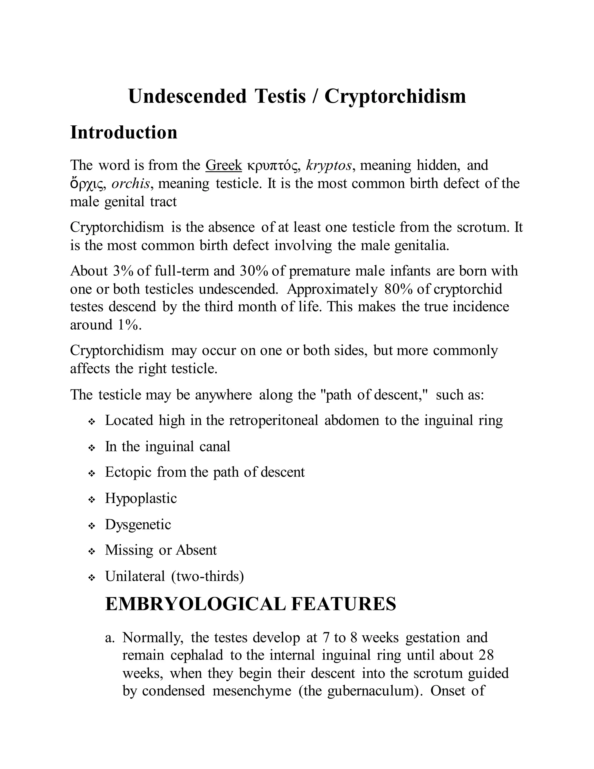 Undescended testtis | PDF