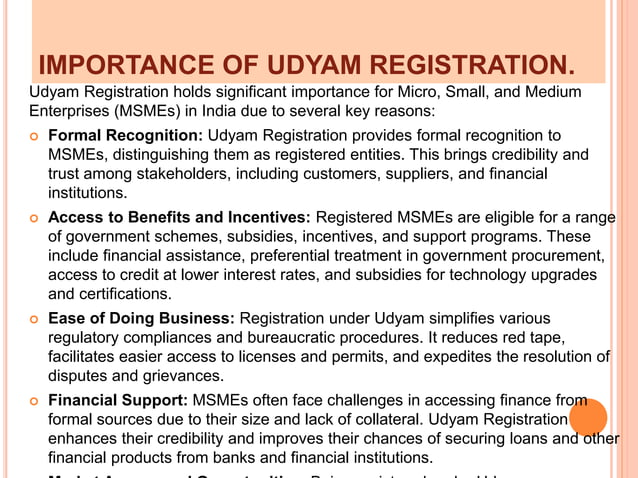 UDYAM REGISTRATION ONLINE: A COMPREHENSIVE GUIDE | PPTX | Business ...