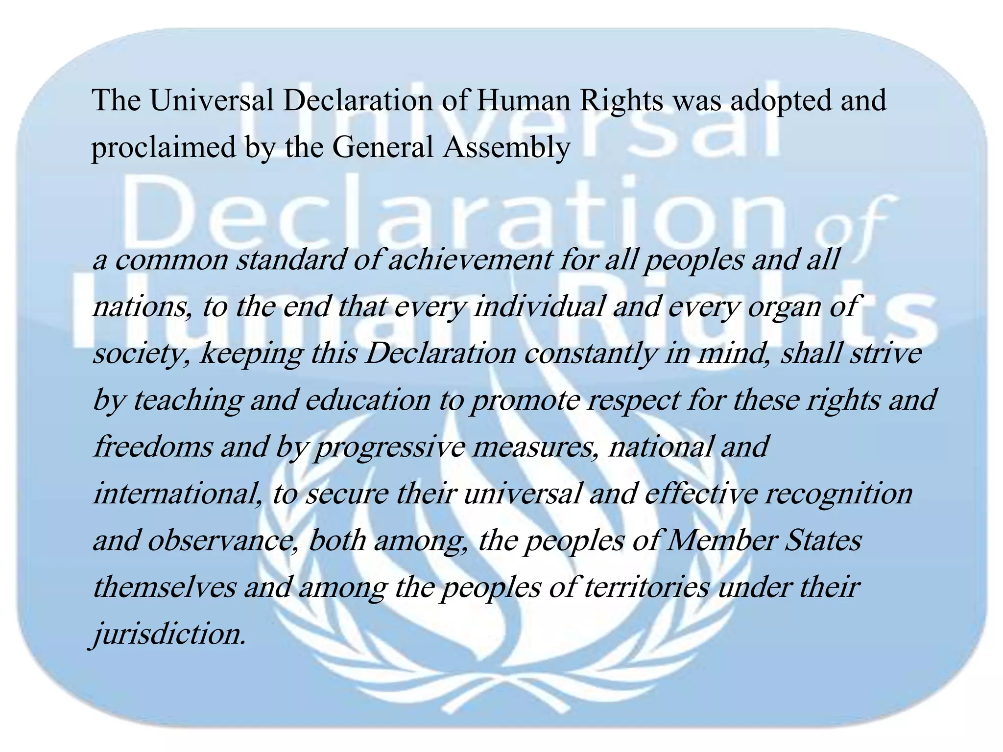 United Nations Universal Declaration on Human Rights | PPTX | Law
