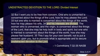 Undistracted devotion to the lord | PPT