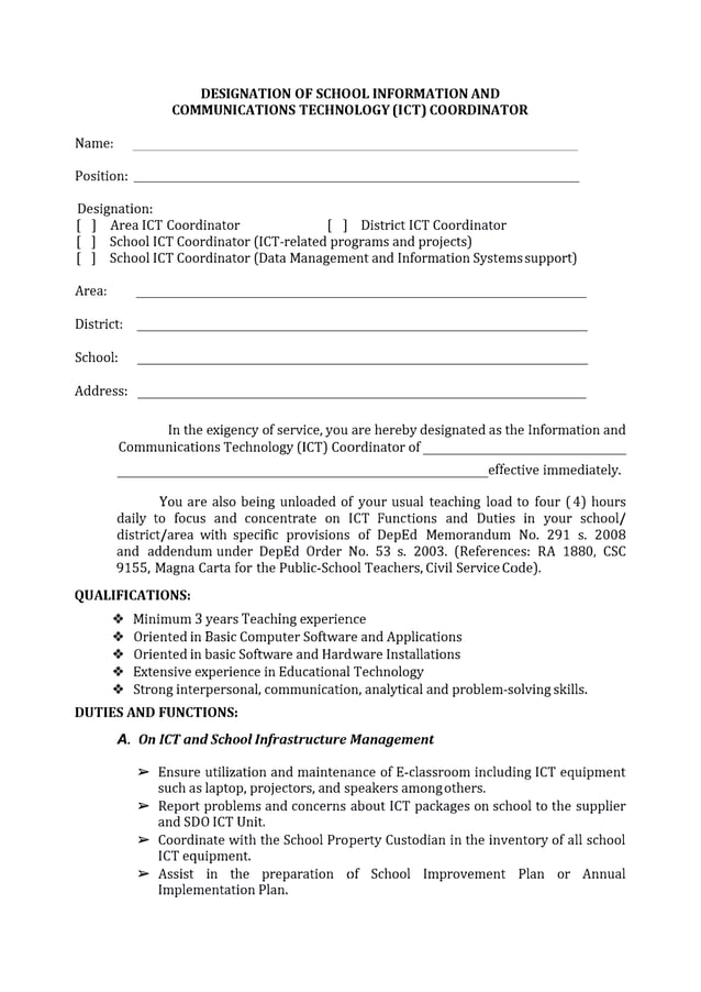 Undm designation-of-ict-coordinators-2 | PDF | Professional School | Postgraduate Education