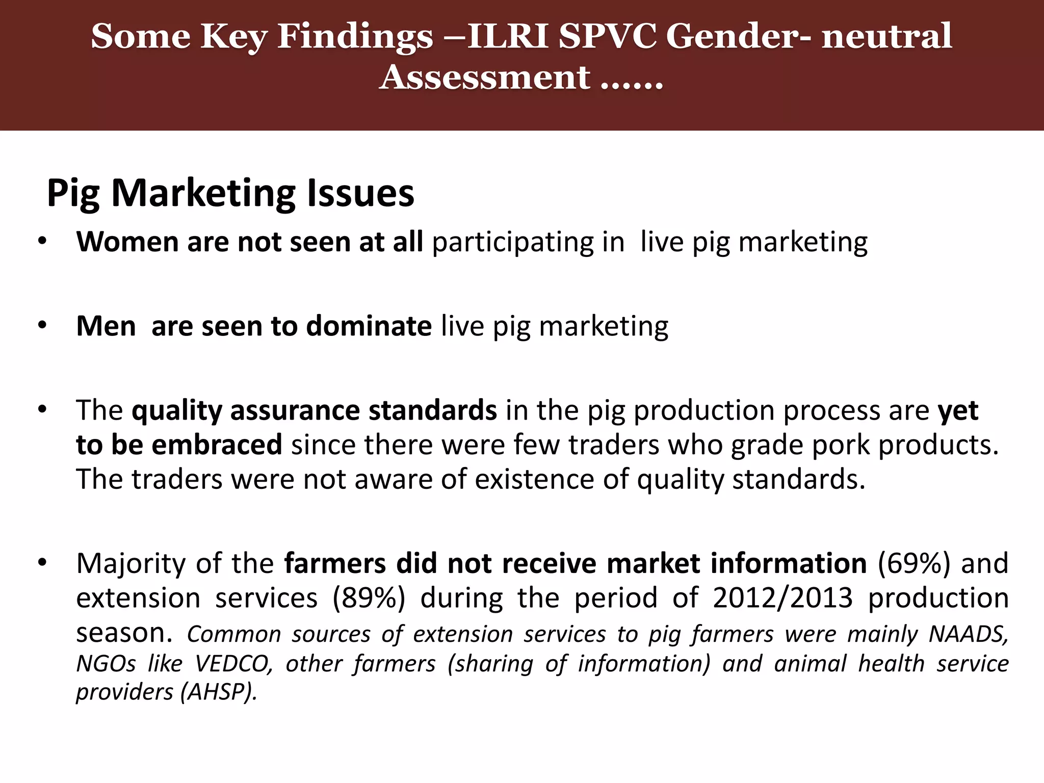 Gender in Smallholder Pig Value Chains—ILRI approach Uganda | PPTX