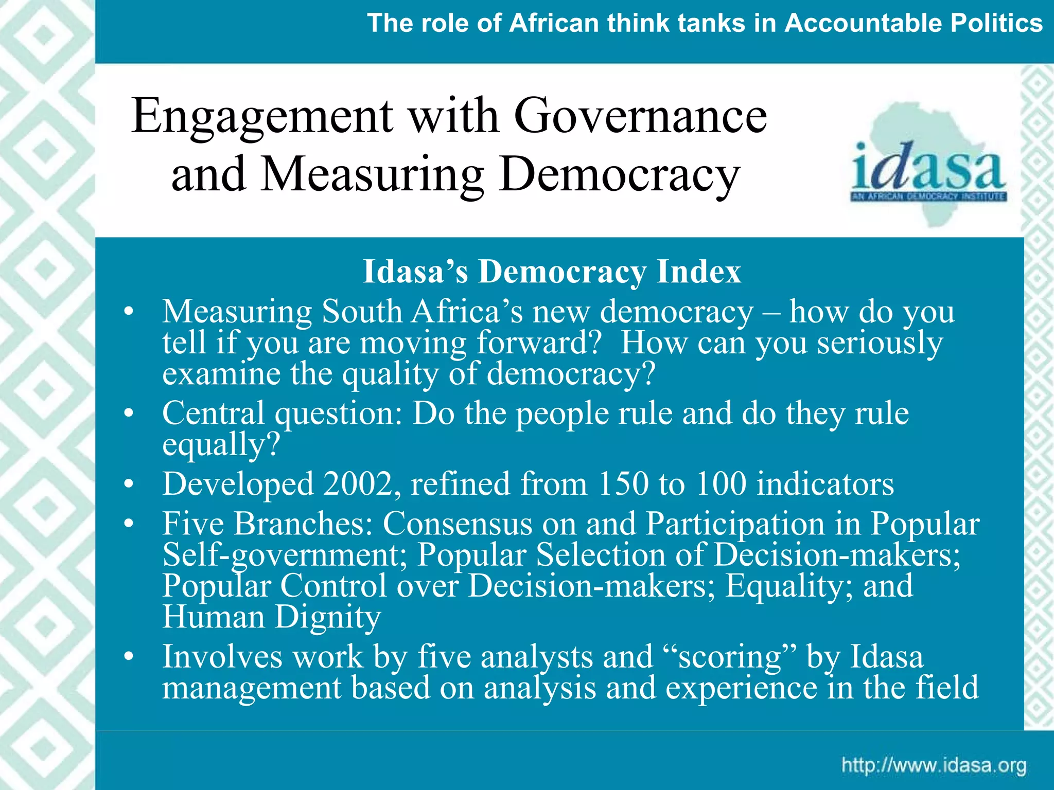 Idasa and Governance in Africa | PPT
