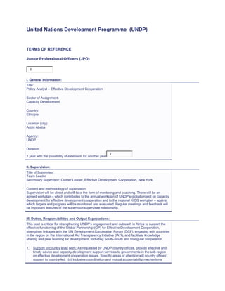 UNDP terms of reference | PDF