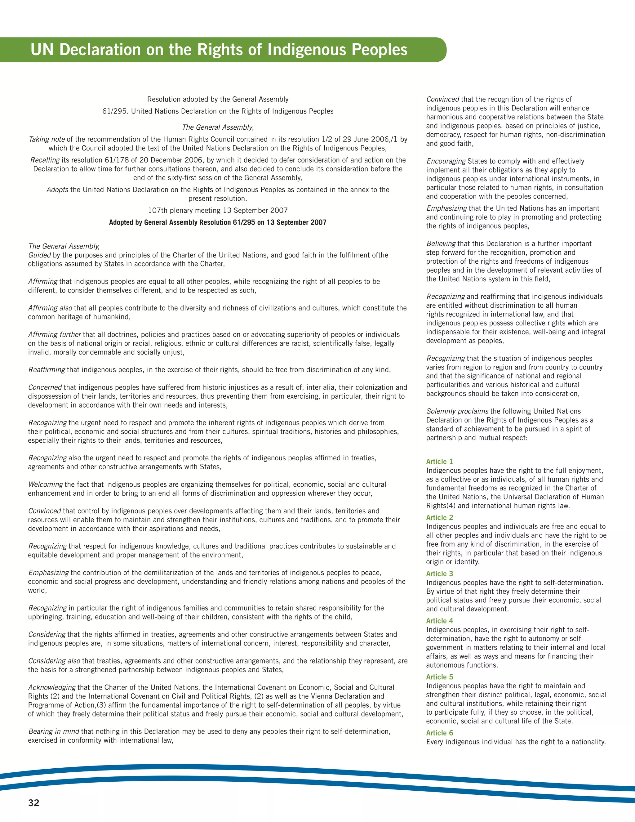 Understanding and Implementing the UN DECLARATION ON THE RIGHTS OF ...