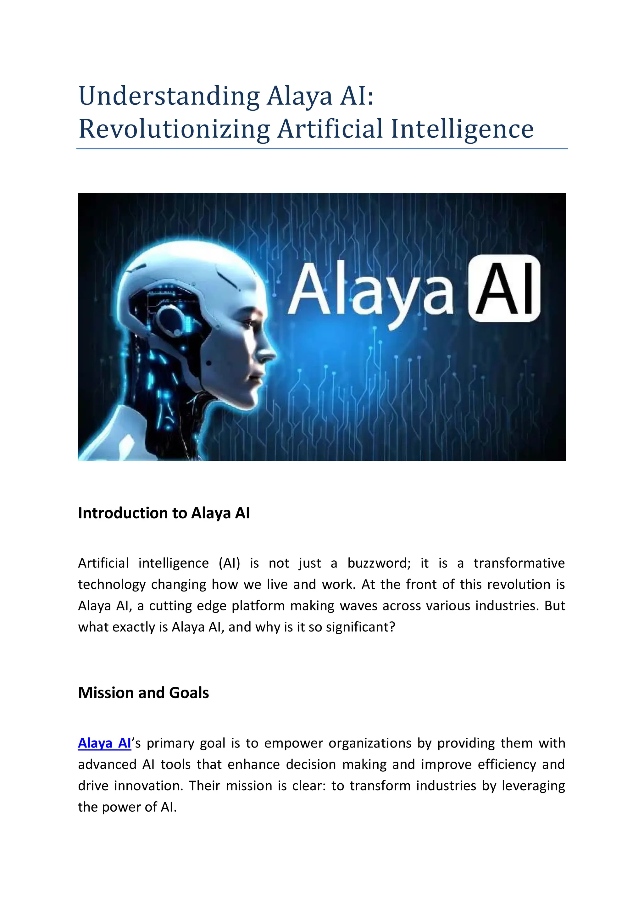 Alaya AI: Revolutionizing the Future of Intelligence | PDF | Artificial Intelligence ...