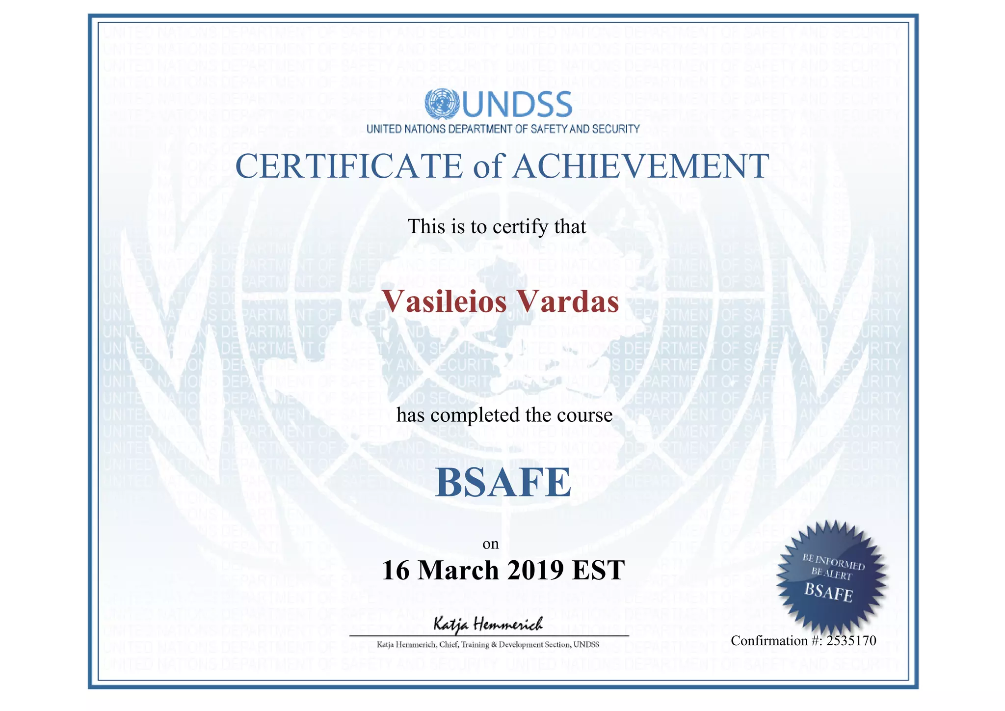 Undss bsafe certificate | PDF
