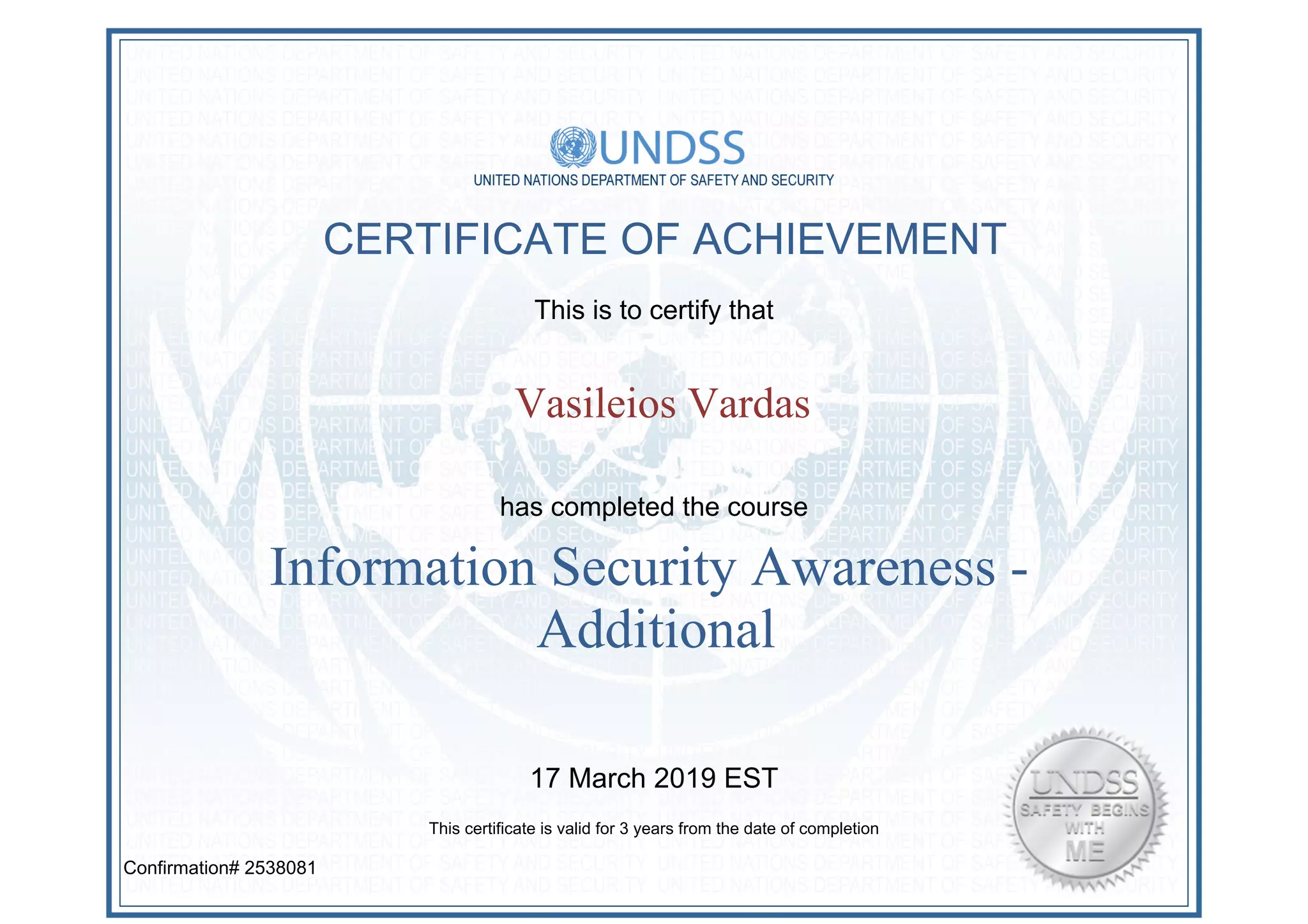Undss information security awareness aditional certificate | PPT