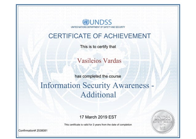 Undss information security awareness aditional certificate | PPT