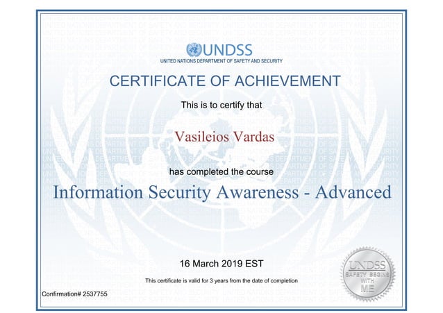 Undss information security awareness advanced certificate | PPT