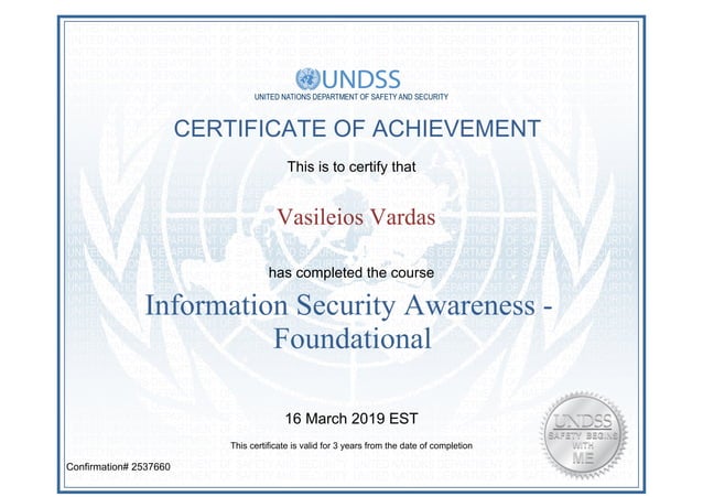 Undss information security awareness foundational certificate | PPT