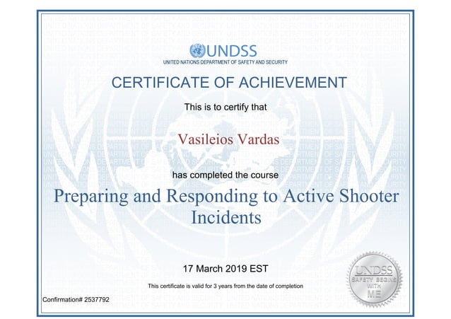 Undss preparing and responding to active shooters incidents cerificate ...