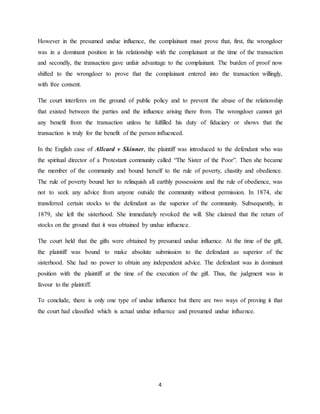 Undue influence assignment | DOCX