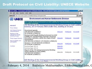 UN-ECE Draft Protocol on Liability and Compensation for Damage ...