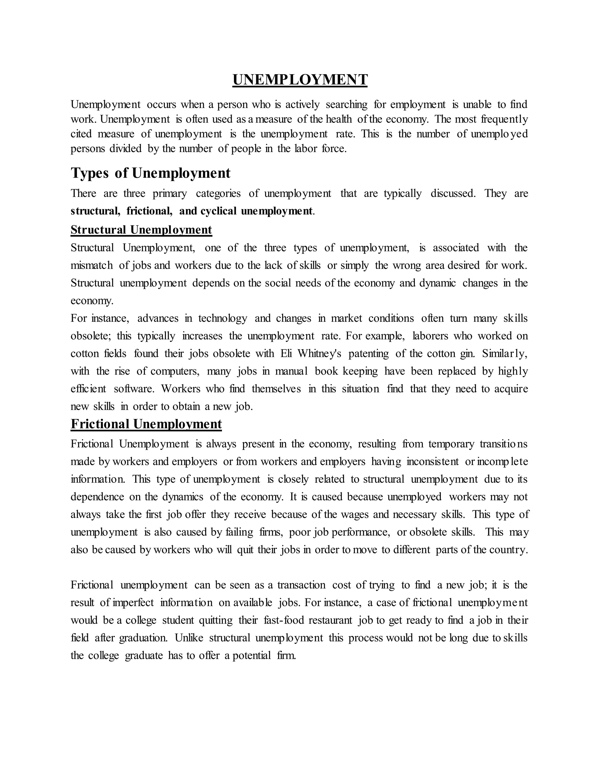 Unemployment | DOCX