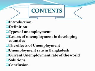 Unemployment Presentation By BGC Trust University | PPTX