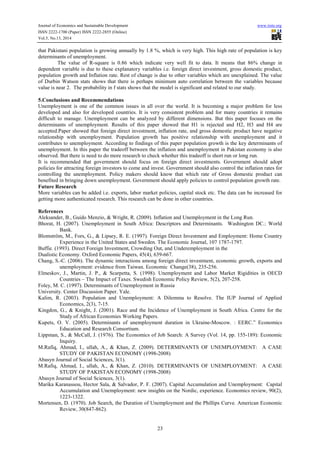 Unemployment and its determinants a study of pakistan economy (1999 ...