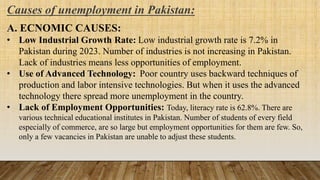 Unemployment In Pakistan by MEHAK NOOR,JAVERIA,ABDULLAH,ADNAN .pptx