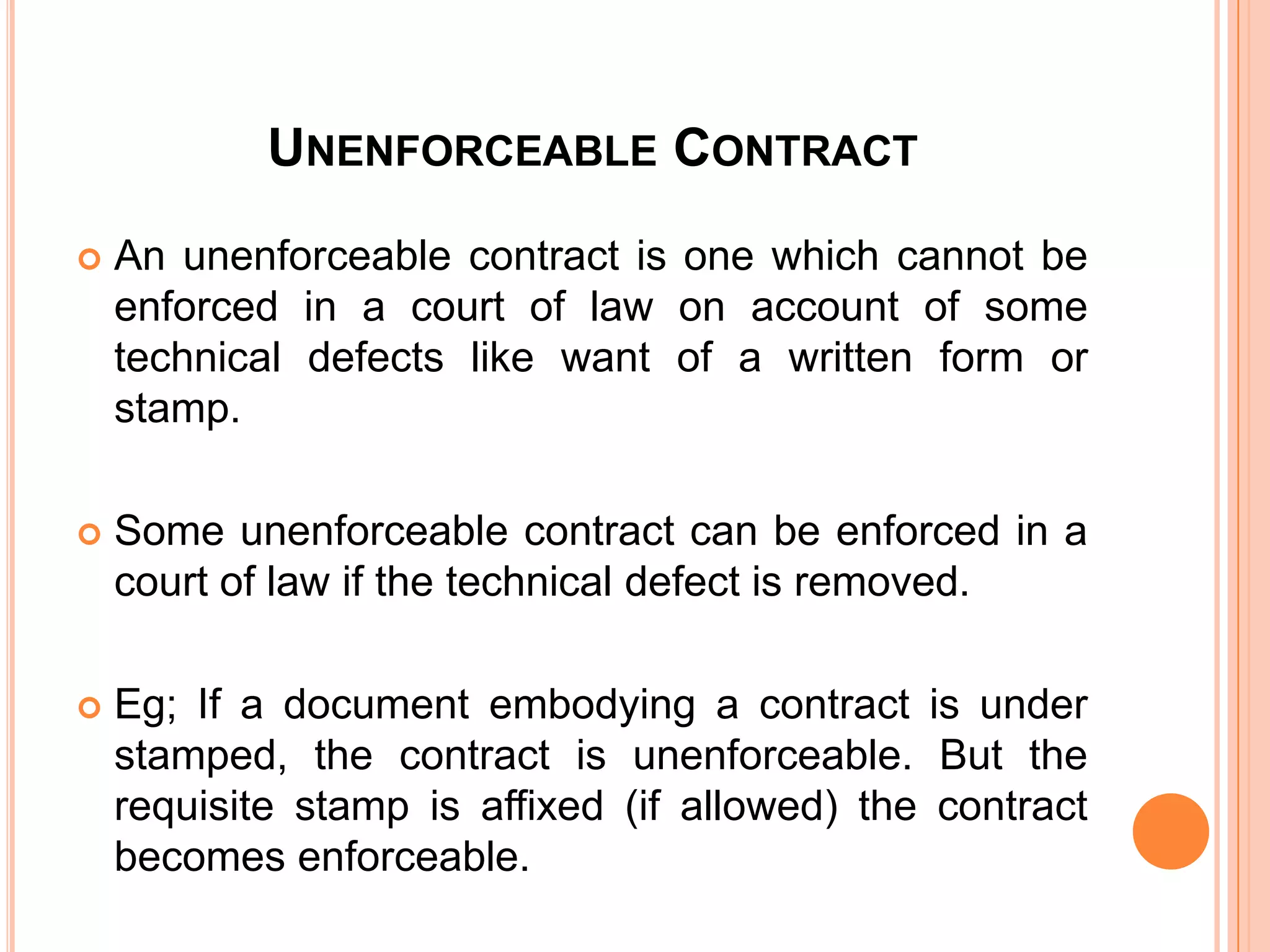 Unenforceable & illegal contract | PPTX