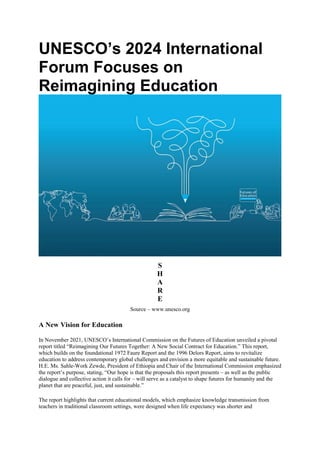 UNESCO's 2024 International Forum Focuses on Reimagining Education | PDF