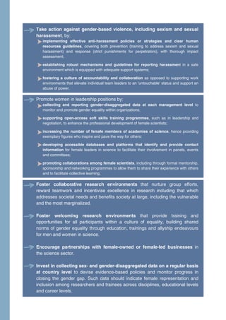 UNESCO Call to Action closing the gender gap in science. | PDF