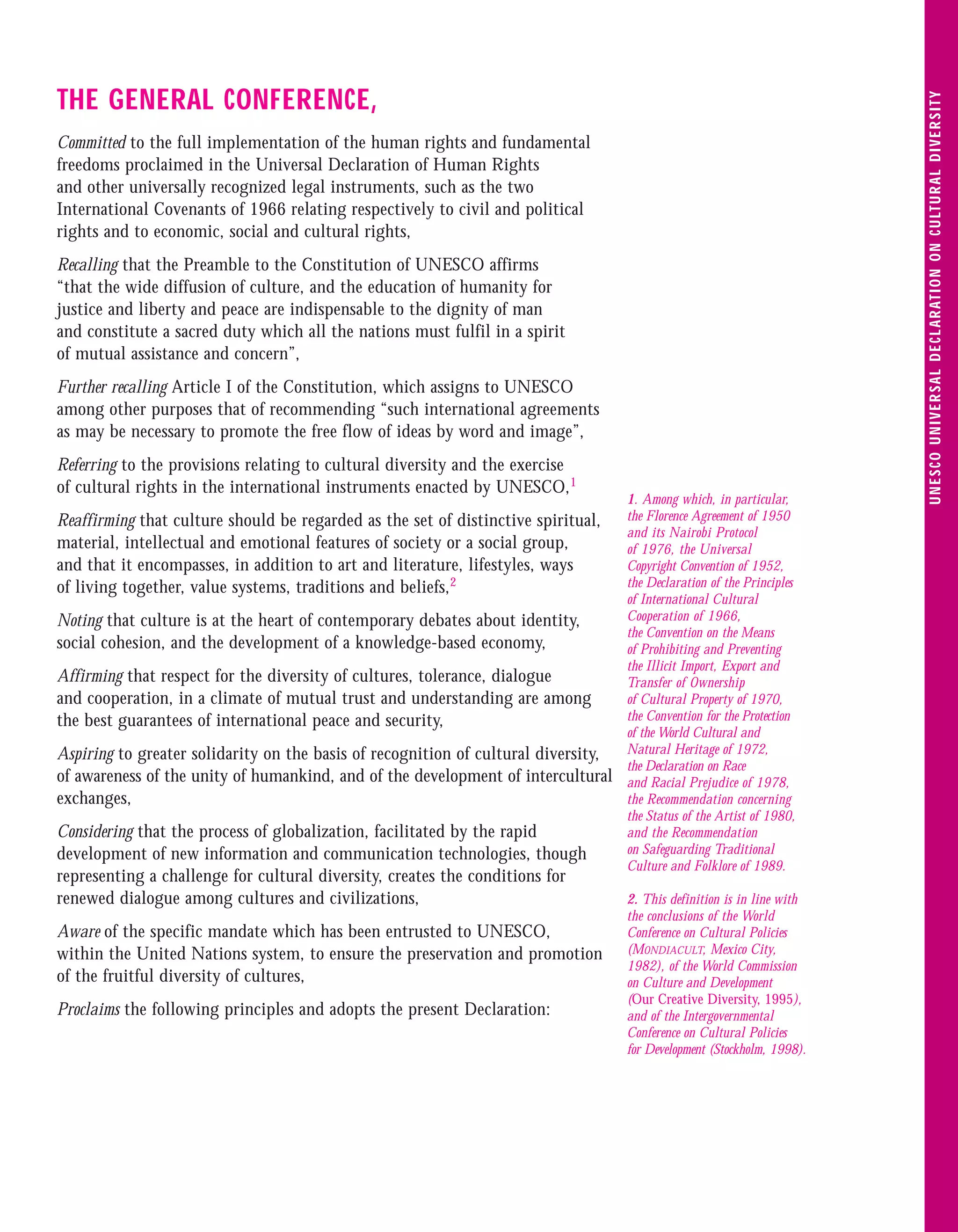 Unesco declaration on cultural diversity | PDF