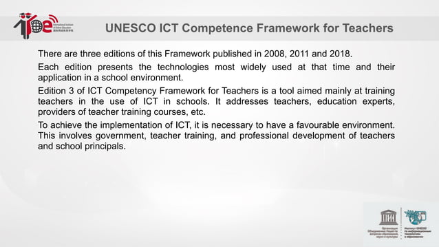 UNESCO ICT COMPETENCY FRAMEWORK FOR TEACHERS.pdf | Professional School ...