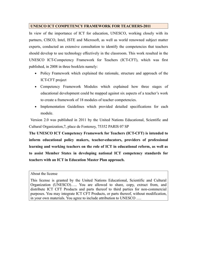 Unesco ict competency framework for teachers by pratima nayak | PDF ...