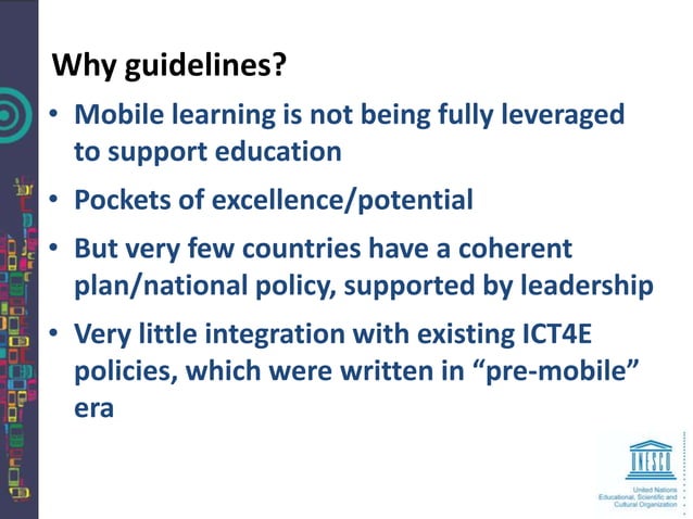 UNESCO Policy Guidelines for Mobile Learning | PPT