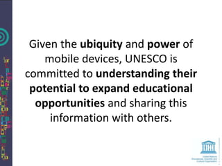 Unesco's work in mobile learning CoSN | PPTX | Internet | Computing