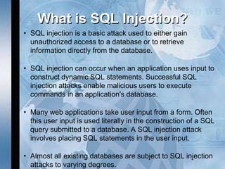 Unethical access to website’s databases hacking using sql injection | PPT