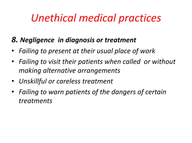 UNETHICAL_MEDICAL_PRACTICES.pptx | Pharmaceutical Drugs | Medical Health