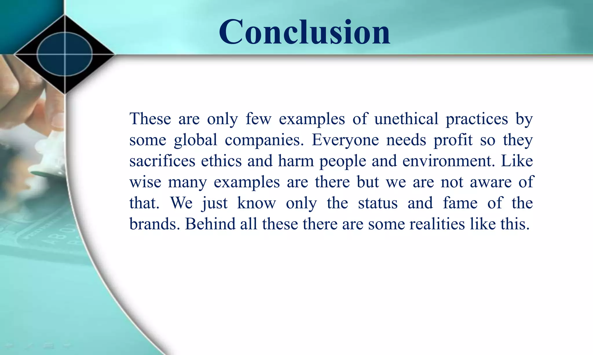 Unethical practices by global companies | PPTX