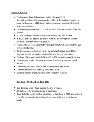 Unethical practise of coca | DOCX