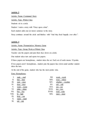 Unexpected Extra Time Fillers for ESL Classrooms | DOCX