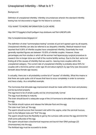 Unexplained Infertility - What Is It ? | PDF