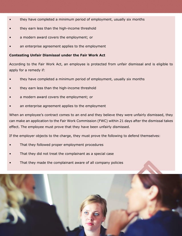 Unfair dismissal and contesting under the fair work act | PDF
