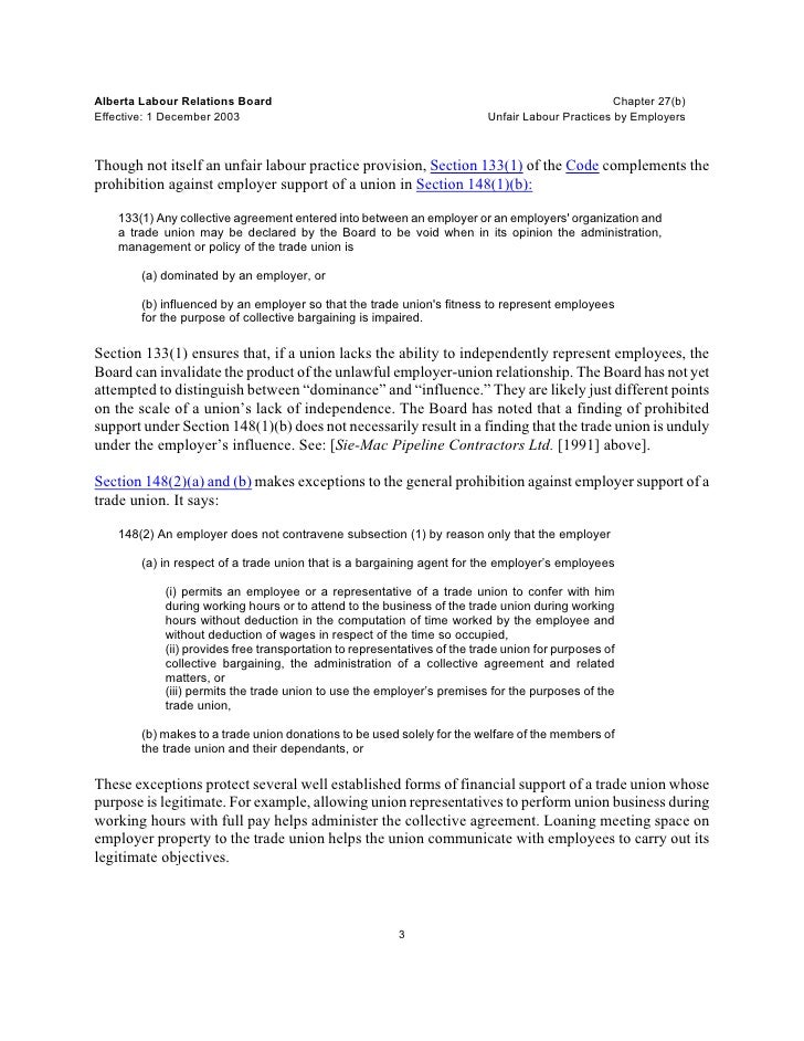 Unfair labor practices by employees