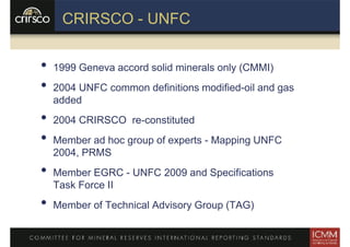 UNFC 2009_CRIRSCO Template presentation - IGC Conference 2016 | PPT