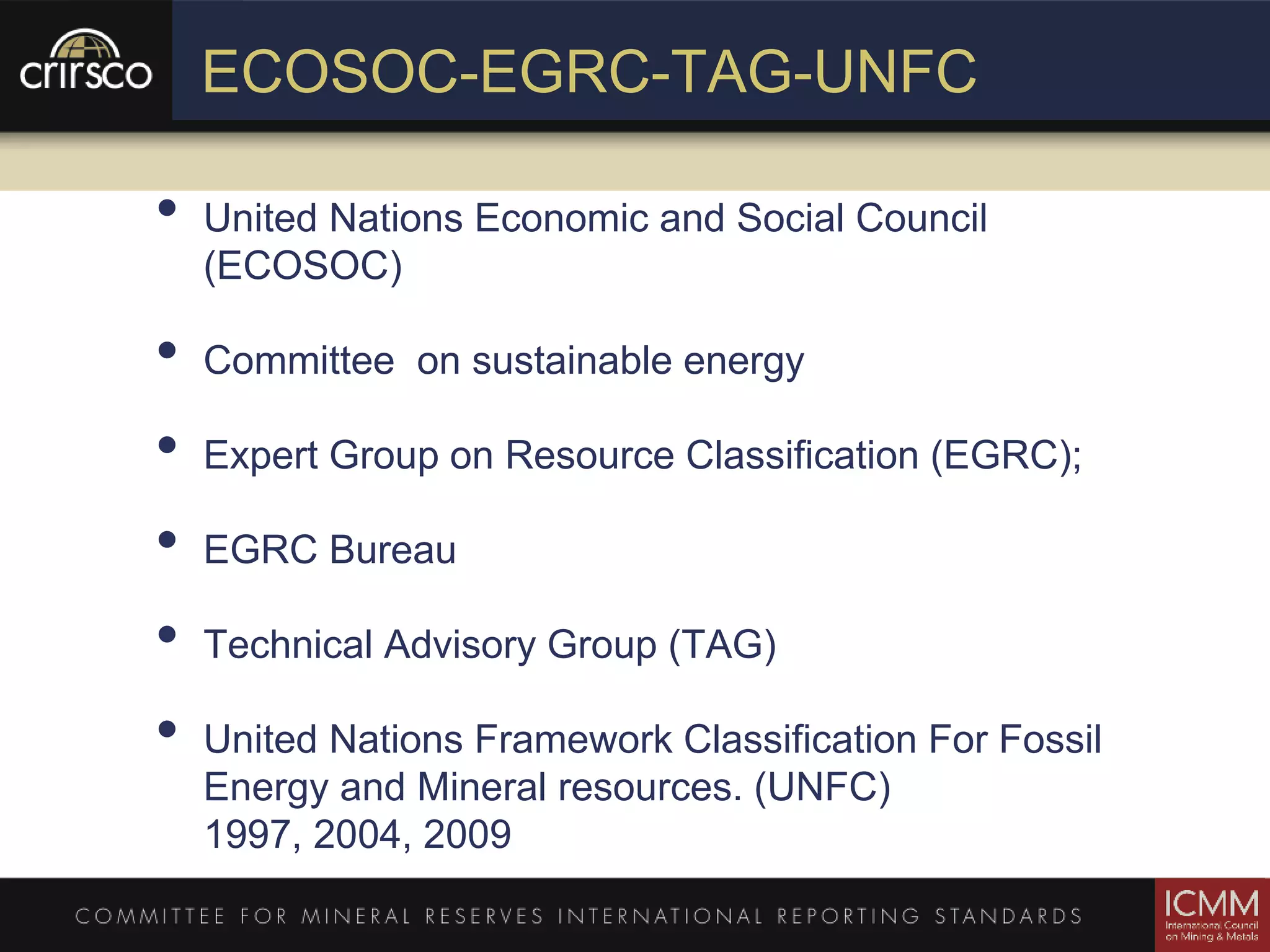 The relationship between the CRIRSCO Template 2013 and the United ...