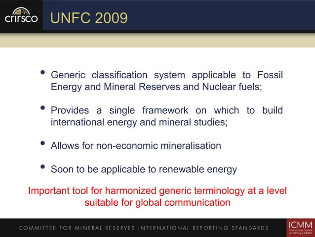 The relationship between the CRIRSCO Template 2013 and the United ...