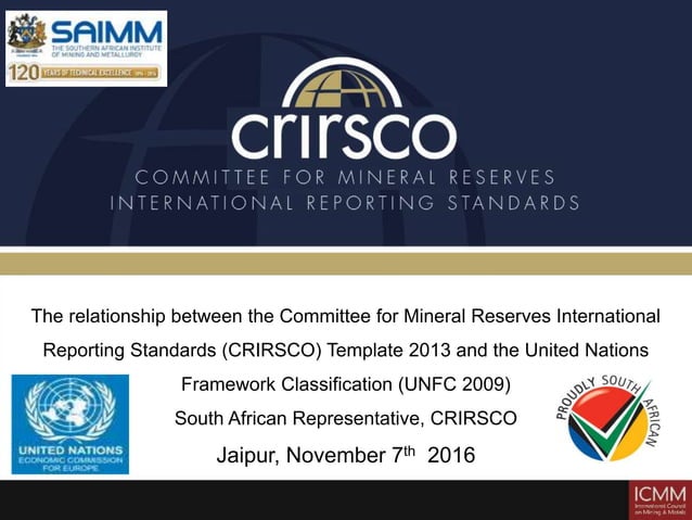 The relationship between the CRIRSCO Template 2013 and the United ...