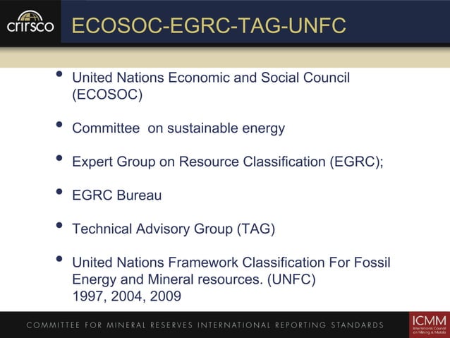 The relationship between the CRIRSCO Template 2013 and the United ...